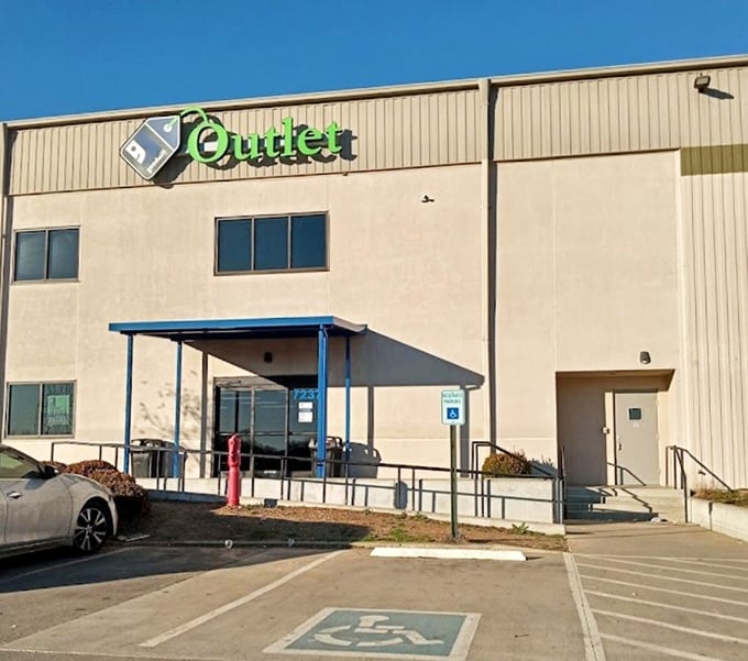 The Goodwill Outlet logo floats above like a thrifty angel watching over bargain hunters.
