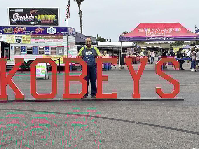 The famous Kobey's sign welcomes bargain hunters to San Diego's beloved weekend tradition of treasure hunting fun.