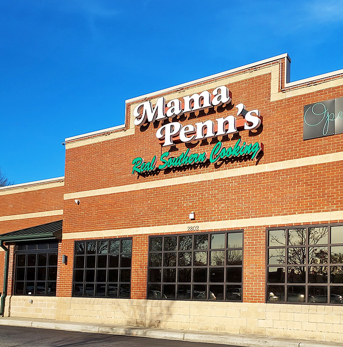 Mama Penn's bold signage promises "Real Southern Cooking" - and Anderson locals know they deliver on that promise.
