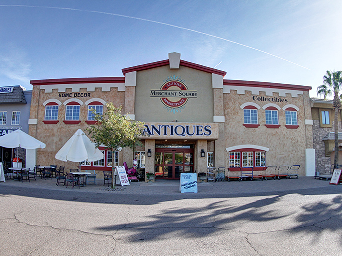 This elegant facade whispers sophistication while the antique treasures inside tell stories spanning generations of American craftsmanship.