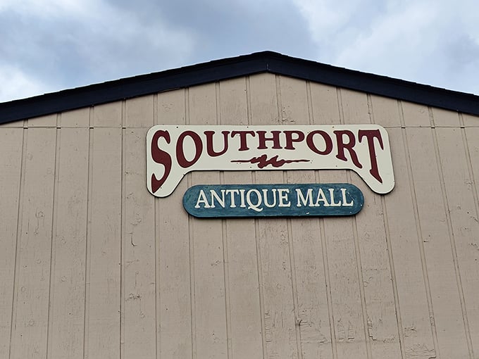 Southport Antique Mall keeps it simple outside—like that unassuming restaurant that turns out to have the best food in town.