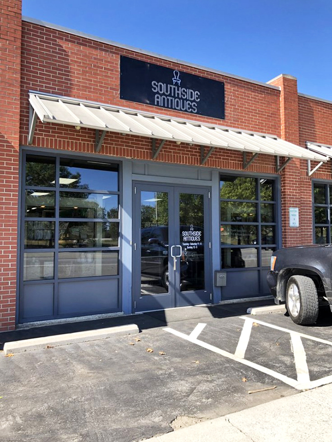 Southside Antiques' modern brick facade brings vintage shopping into the 21st century – no dust bunnies in sight!