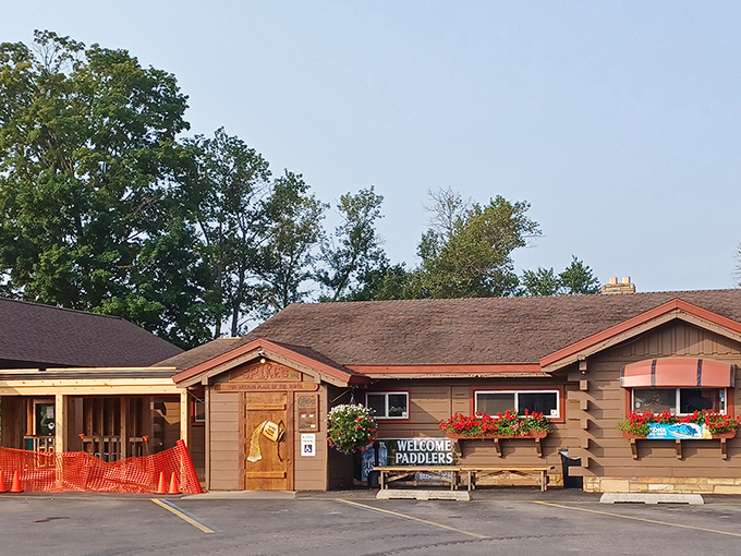 Rustic cabin vibes promise hearty burgers that'll fuel your next outdoor Michigan adventure.