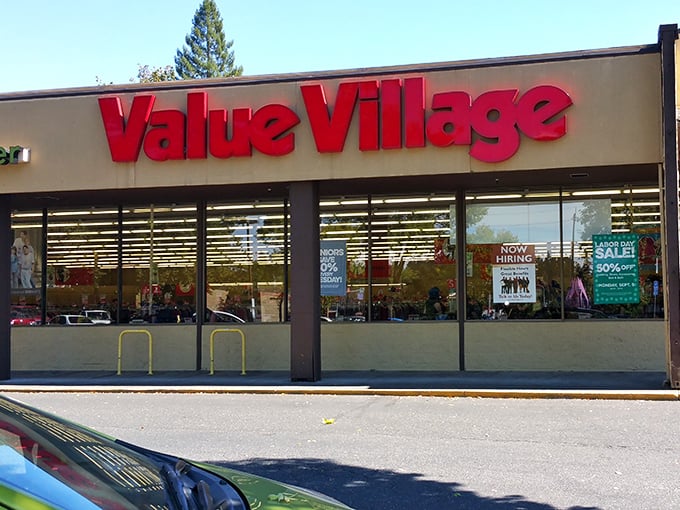 Value Village's bright red sign is like a beacon in the night for thrifters seeking that perfect something at imperfect prices.