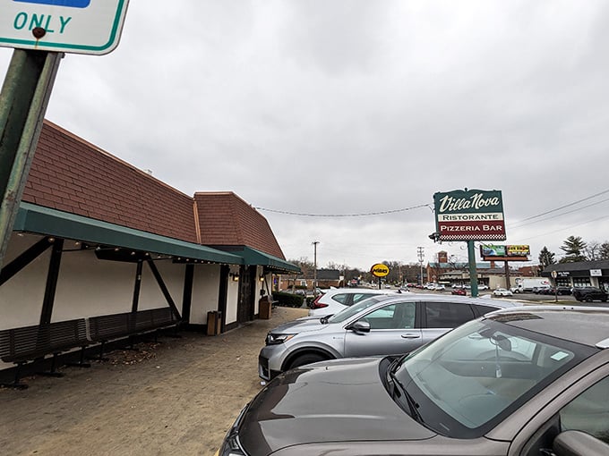 Villa Nova's distinctive A-frame looks like it's been teleported straight from 1970s Italian-American restaurant heaven.