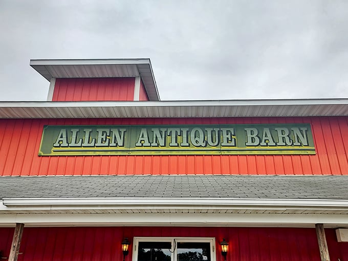 The classic barn-style sign promises what's inside: a rural treasure trove where country charm meets collector's paradise.