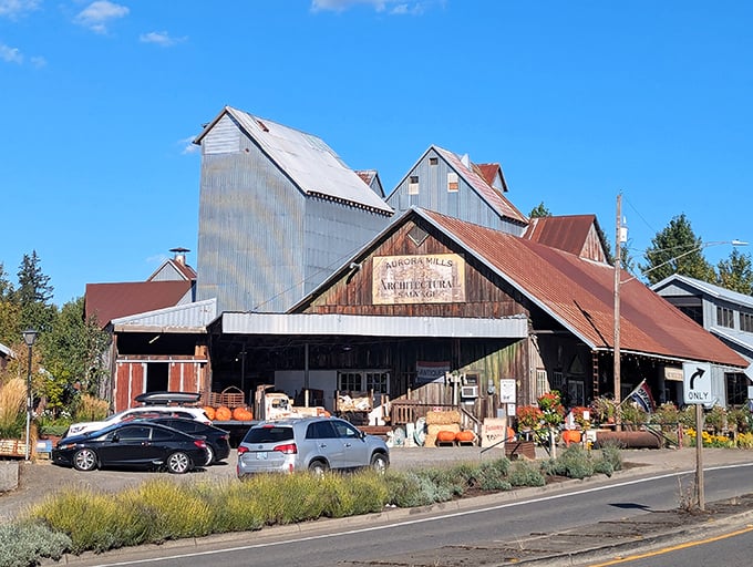 The rustic charm of Aurora Mills looks like a movie set for a Western—with better shopping! Time travel never involved so many cool doorknobs!