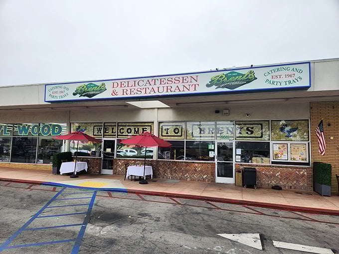 Brent's outdoor seating area – where you can tackle towering sandwiches while enjoying fresh air and people-watching.