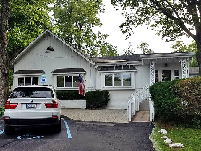 This picturesque white house hides Indiana's best-kept chicken secret. Grandma would approve of both the cooking and the curb appeal!