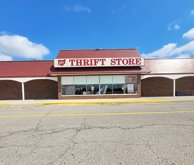 Under those clear blue skies lies a thrifter's paradise where yesterday's trends become tomorrow's statement pieces.
