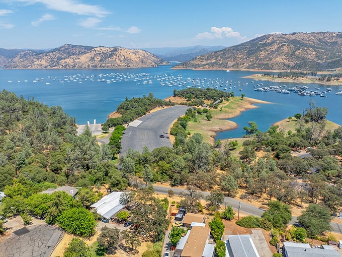 Those golden hills surrounding the reservoir look like Mother Nature's version of a California postcard.
