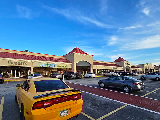 That classic pickup truck knows good shopping when it sees it at this shopper-friendly outdoor center.