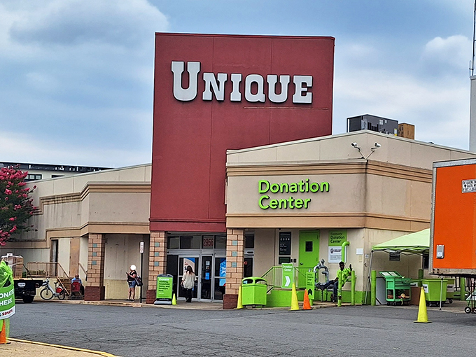 The donation center buzzes with activity—one person's castoffs becoming another's perfect find.