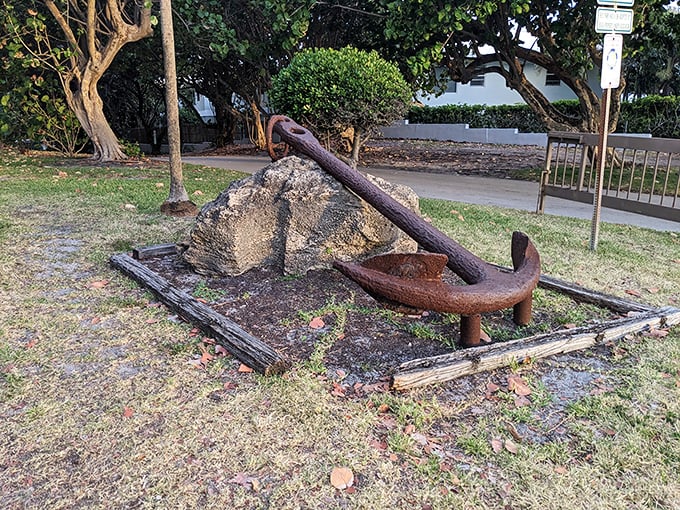 This weathered anchor stands as a salty reminder of Delray's maritime history, silently telling tales of ships that once navigated these waters.