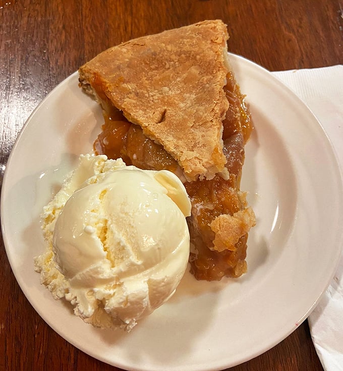 Olallieberry pie à la mode – the flaky crust and sweet-tart filling performing a perfect duet with vanilla ice cream's creamy backup vocals.