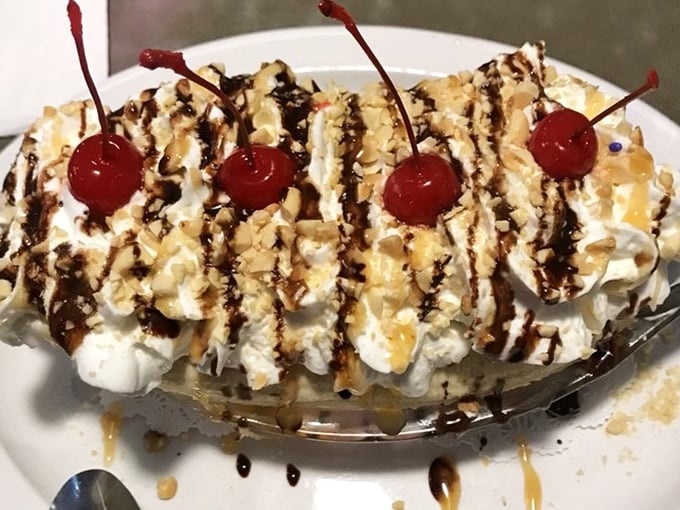 This banana split could double as a centerpiece at a wedding – if anyone could resist eating it long enough.
