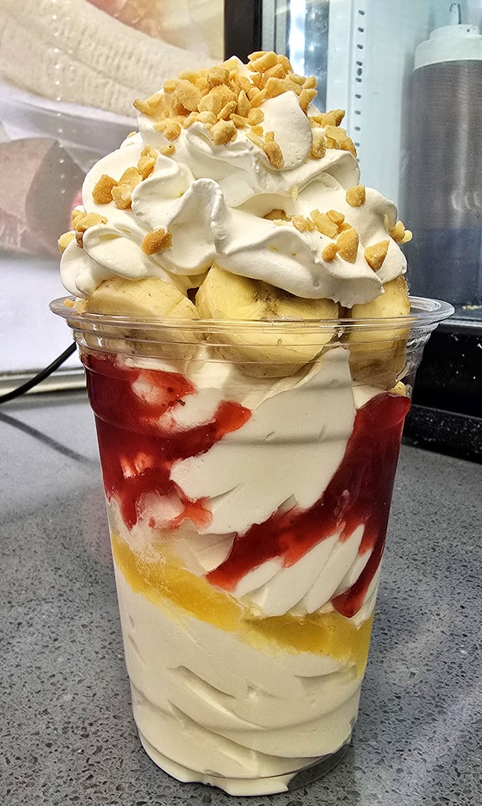 The Banana Split Cyclone doesn't just satisfy a sweet tooth—it throws a full-on carnival for your taste buds.
