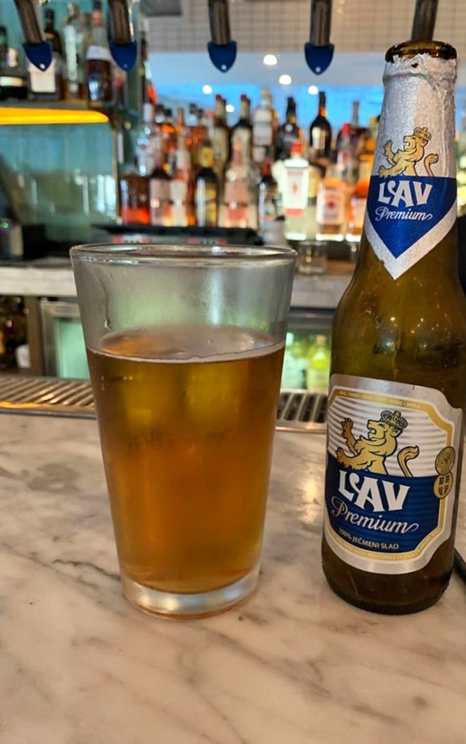 LAV Premium—the Balkan beer that proves Europeans just do certain things better. Crisp, refreshing, and the perfect companion to a table full of small plates.