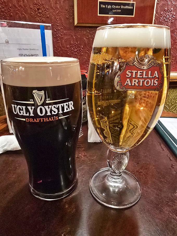 A proper Guinness beside a golden Stella—like seeing Batman and Superman together, each magnificent in their own right but even better as a team.