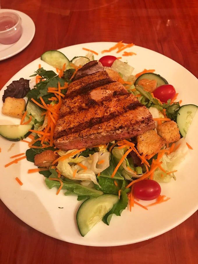 A blackened tuna salad that proves healthy eating doesn't have to be punishment—this vibrant plate brings the heat and the sweet.