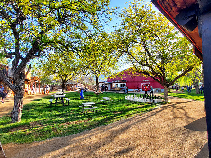 Blazin' M Ranch delivers a slice of the Old West with picnic tables under cottonwoods—nostalgia that's actually worth experiencing.