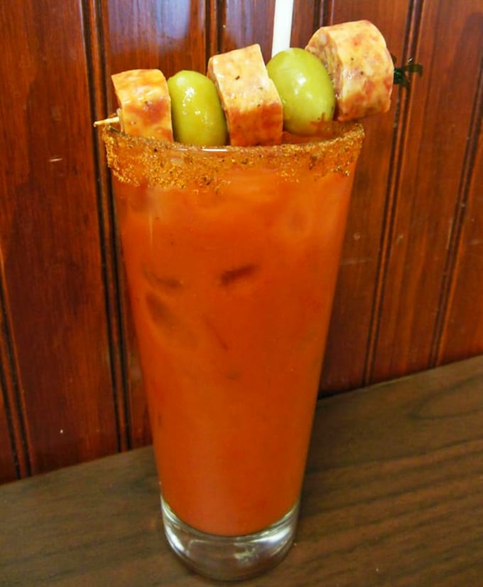 Not just a Bloody Mary—it's a meal in a glass. That skewer of garnishes is practically a second course for the ambitious bruncher.