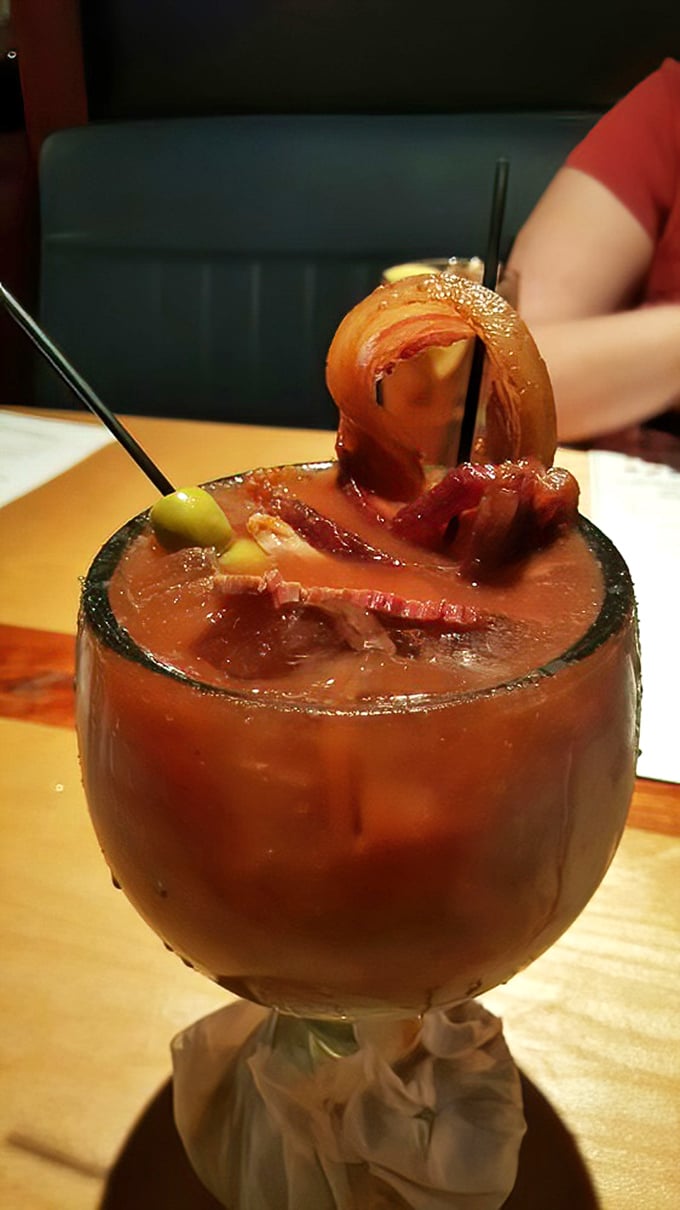 Not just a Bloody Mary—it's practically a liquid appetizer. That bacon garnish isn't just for show; it's the cocktail equivalent of wearing both a belt AND suspenders.