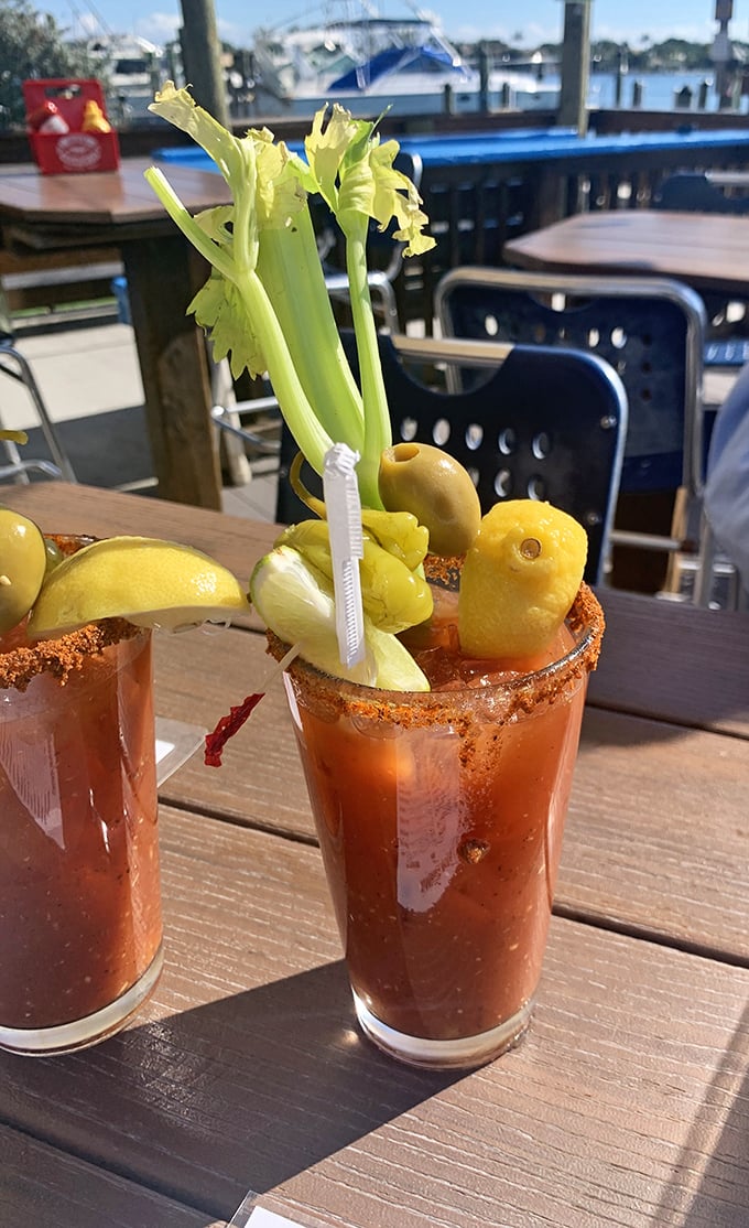 This Bloody Mary isn't just a drink—it's practically a salad on vacation. The celery stalk serves as both garnish and impromptu stirrer.