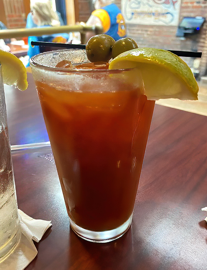 A Bloody Mary that's practically a meal unto itself—garnished with enough accessories to make a fashionista jealous.