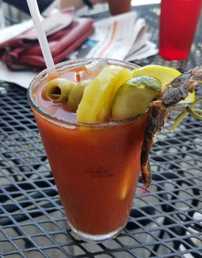 This Bloody Mary isn't just a drink, it's a meal with a mission – garnished to perfection and ready for weekend recovery duty.