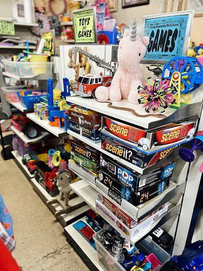 Board game bonanza! From Scene It to vintage classics, this shelf promises family game nights without breaking the bank.