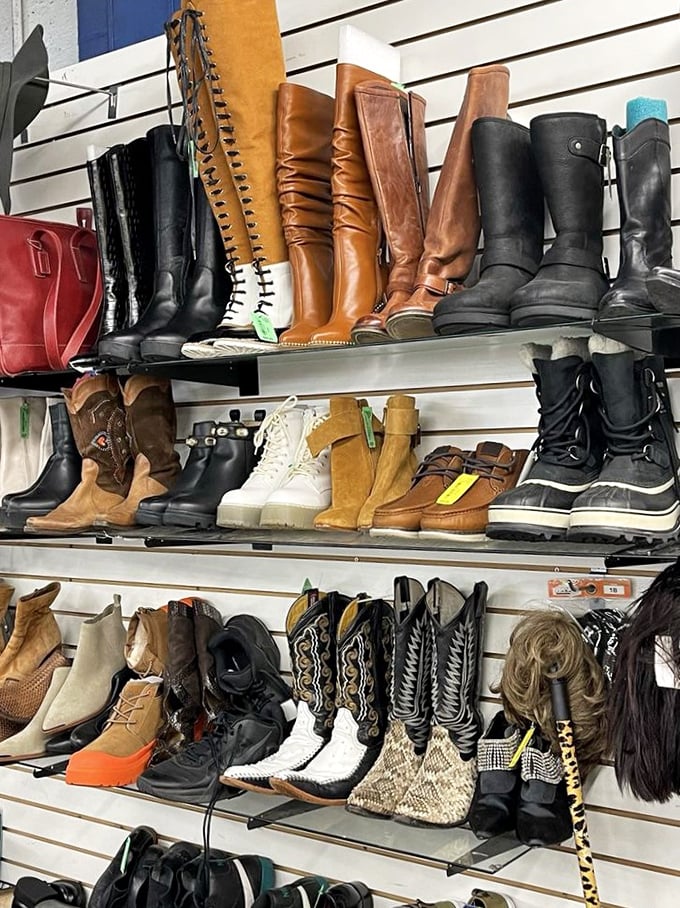Boot boulevard! From cowboy kicks to winter warriors, these shoes weren't made just for walking—they were made for bargain hunting.