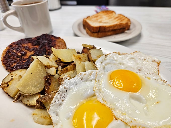 Two sunny-side up eggs staring back at you like old friends saying, "Where have you been all our lives?"