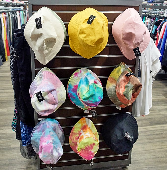 Bucket hat paradise! From solid classics to tie-dye statements, these head-toppers are ready for festivals, beach days, or just looking cooler than everyone else.