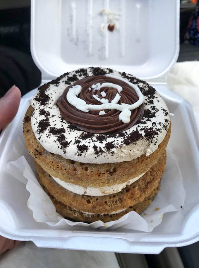 Layer upon layer of coffee-infused cake and cream—like tiramisu's sophisticated cousin who moved to the big city.
