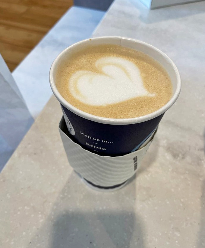 Even the coffee gets special treatment here—a caramel latte with a heart design that says, "Yes, Amish-inspired restaurants can do fancy too."