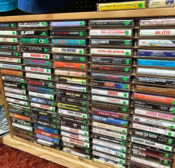 Cassette nostalgia in all its plastic glory! Remember spending hours making the perfect mix tape? These little rectangles were the original playlist curators.