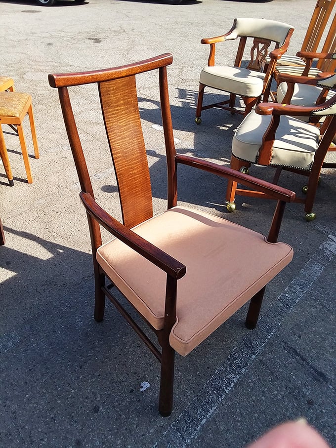 Mid-century chairs basking in the California sun, just waiting for someone to recognize their potential and give them a second act.
