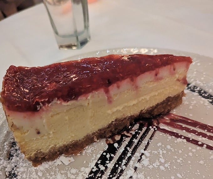This raspberry cheesecake doesn't just end a meal—it creates a grand finale worthy of a standing ovation and encore.