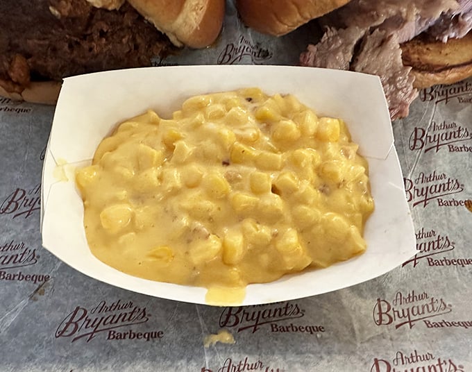Cheesy corn that defies logic – somehow both homey and decadent. The Midwest's answer to truffle mac and cheese.
