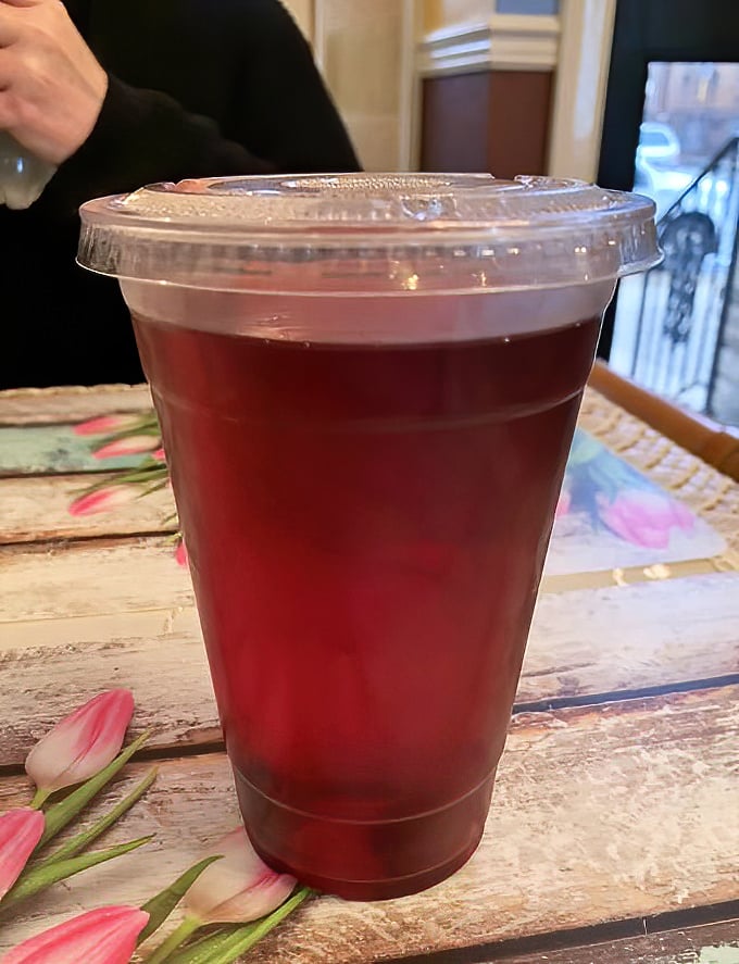 This isn't just cherry juice—it's liquid ruby, offering sweet relief between bites of hearty Polish specialties.