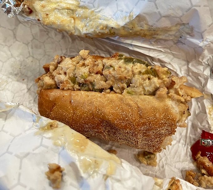 This chicken cheesesteak isn't just a sandwich—it's an engineering marvel of meat, cheese, and fresh greens balanced in perfect harmony.