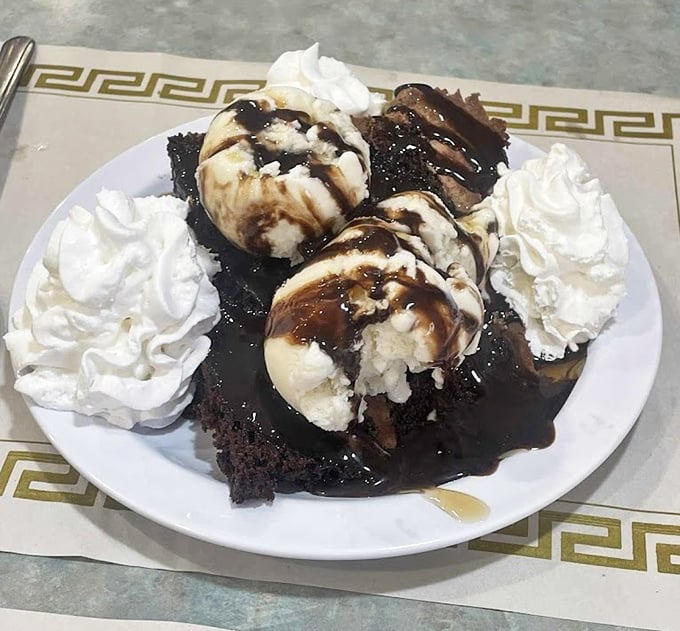 Chocolate cake à la mode that doesn't just end a meal—it creates a memory worth the extra treadmill time tomorrow.