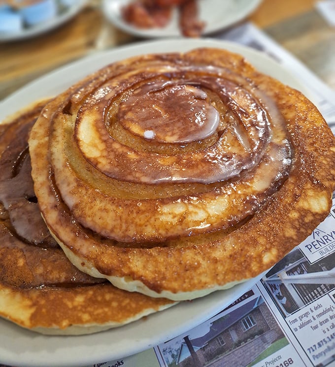 Cinnamon roll pancakes that blur the line between breakfast and dessert—a spiral of sweet indulgence that makes Monday mornings bearable.