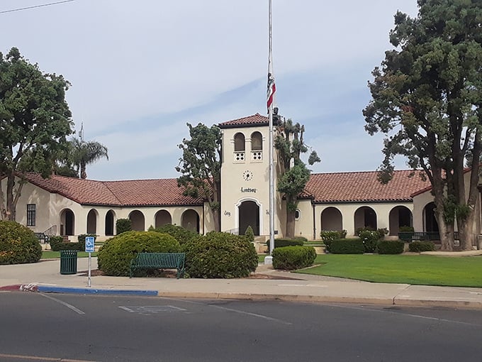 Lindsay's Spanish-style city hall stands as a testament to California's architectural roots, palm trees included at no additional charge.