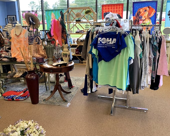 The clothing section offers everything from everyday basics to "where on earth would I wear that?" pieces. Fashion recycling at its finest!
