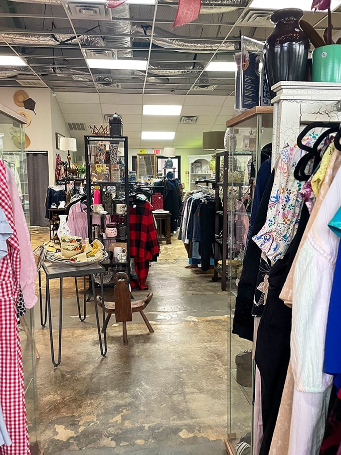 Fashion archaeology at its finest—dig through these racks to unearth everything from barely-worn basics to that vintage western shirt you never knew you needed.