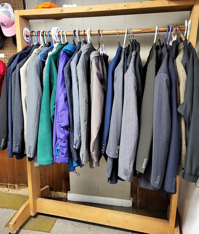 Professional blazers and coats line up like a boardroom meeting, ready to outfit your next career move.