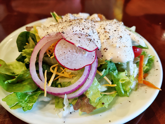 A cobb salad that doesn't apologize for being a salad—fresh, colorful, and substantial enough to satisfy even while surrounded by meat-eating friends.