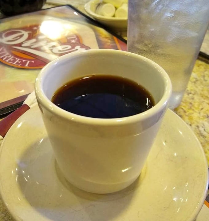 The humble coffee cup – containing what might be the most essential diner element of all, liquid motivation to face the day.